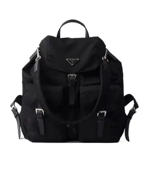 Prada Logo Detail Backpack - Black