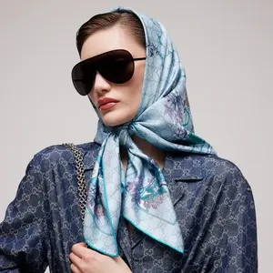 Gucci Printed Silk Twill Carr - Light Blue