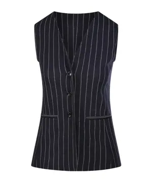 Max Mara Riccio Striped Button-up Vest - Black
