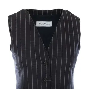 Max Mara Riccio Striped Button-up Vest - Black