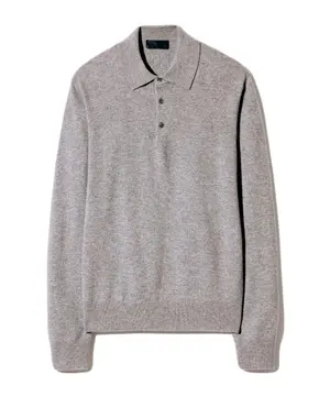 NILI LOTAN Jovan Cashmere Polo Sweater - Gray