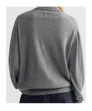 NILI LOTAN Jovan Cashmere Polo Sweater - Gray