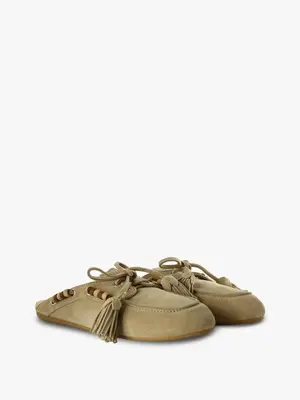 Miu Miu Round Toe Mules With Tassels - Green