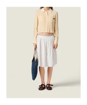 Miu Miu Long-sleeved Cropped Shirt With Collar