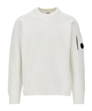 C.P. COMPANY Lens Detail Ribbed Knit Sweater - White