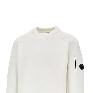 C.P. COMPANY Lens Detail Ribbed Knit Sweater - White