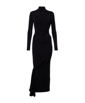 MUGLER Draped Wool-blend Jersey Midi Dress