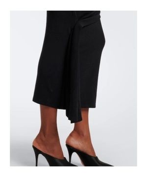 MUGLER Draped Wool-blend Jersey Midi Dress