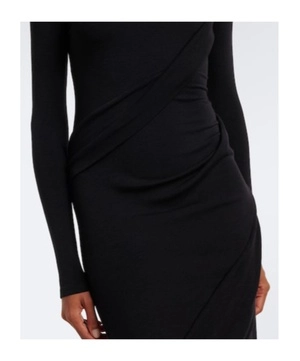 MUGLER Draped Wool-blend Jersey Midi Dress
