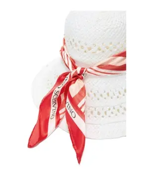 Ermanno Scervino Wide Brim Straw Hat With Vichy Scarf