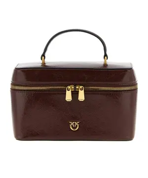 Pinko Crumpled Effect Leather Handbag With Gold Tone Hardware