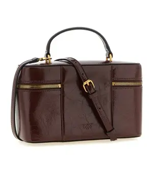 Pinko Crumpled Effect Leather Handbag With Gold Tone Hardware
