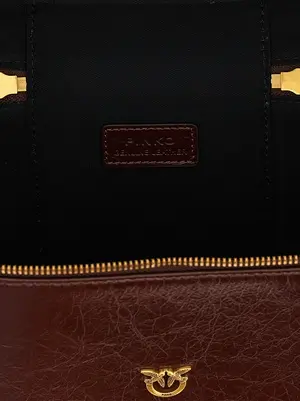 Pinko Crumpled Effect Leather Handbag With Gold Tone Hardware