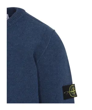 Stone Island Long-sleeved Knitted Pullover - Blue