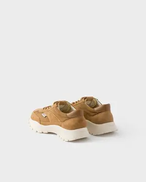Prada Mesh Fabric And Suede Sneakers