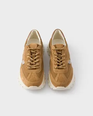 Prada Mesh Fabric And Suede Sneakers