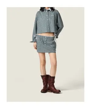 Miu Miu Plaid Mini Skirt - White/green