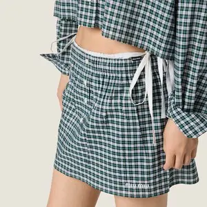 Miu Miu Plaid Mini Skirt - White/green