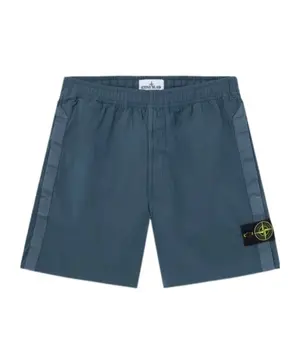 Stone Island Loose-wide-leg-fit Bermuda Shorts With Elastic Waist - Slate Blue