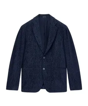 Giorgio Armani Blazer Regular Fit With Silk And Chenille Macro Chevron
