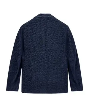 Giorgio Armani Blazer Regular Fit With Silk And Chenille Macro Chevron