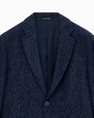 Giorgio Armani Blazer Regular Fit With Silk And Chenille Macro Chevron