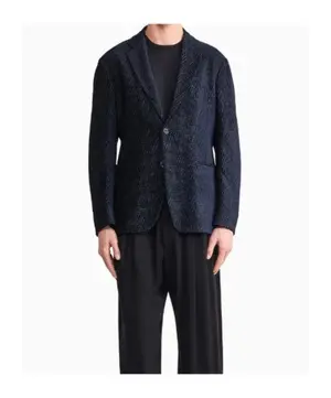 Giorgio Armani Blazer Regular Fit With Silk And Chenille Macro Chevron