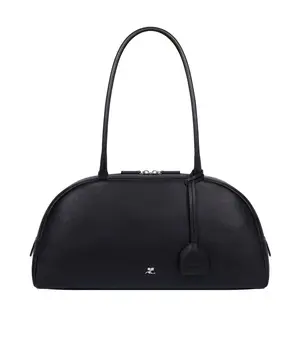 COURREGES Courrèges Curved Zip Shoulder Bag - Black