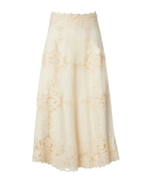 Ulla Johnson Fleur Crochet-trimmed Linen Midi Skirt