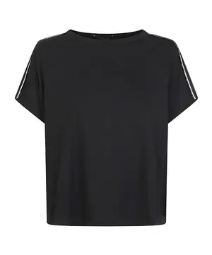Fabiana Filippi Crewneck T-shirt With Embellished Shoulders - Black