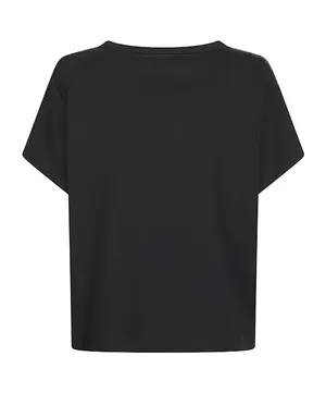Fabiana Filippi Crewneck T-shirt With Embellished Shoulders - Black