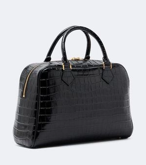 NILI LOTAN Jaclyn Croc-effect Leather Bowling Bag