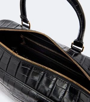NILI LOTAN Jaclyn Croc-effect Leather Bowling Bag
