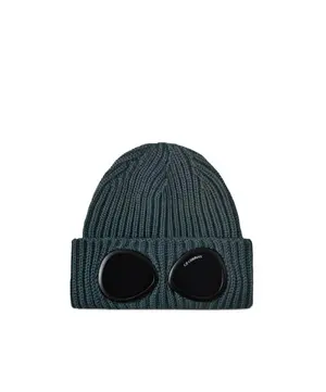 C.P. COMPANY Goggle Ribbed Knit Beanie Hat - Black