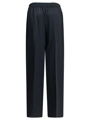 Celine Elastic Waist Pleated Casual Pants - Blue