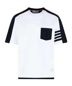 Thom Browne 4-bar Colour-block T-shirt - White