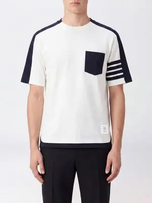 Thom Browne 4-bar Colour-block Short Sleeved T-shirt - White