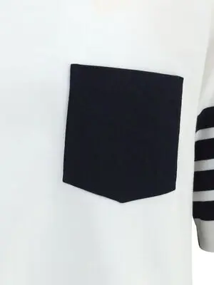 Thom Browne 4-bar Colour-block Short Sleeved T-shirt - White