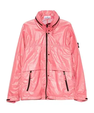 Stone Island Logo-patch Metallic Finish Jacket - Geranium