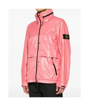 Stone Island Logo-patch Metallic Finish Jacket - Geranium