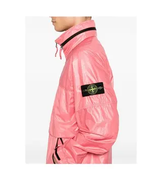 Stone Island Logo-patch Metallic Finish Jacket - Geranium