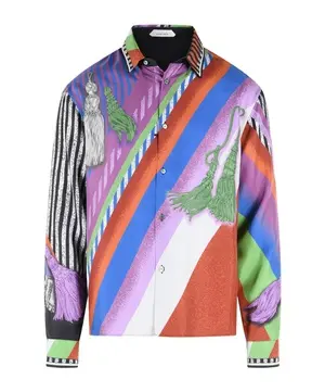 Versace Tassel Printed Long-sleeve Shirt