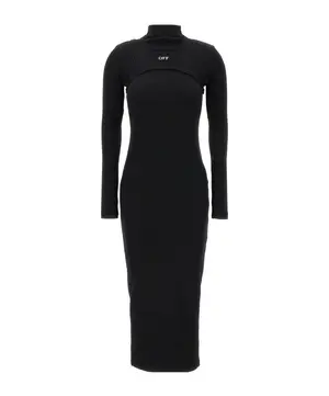 Off-White Off Stamp Rib Dress - Black