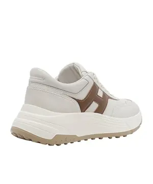Hogan Round Toe Lace Up Sneakers With H Logo Detailing - White