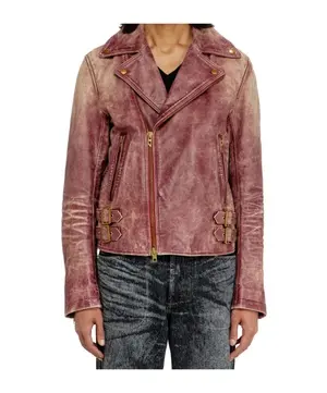 DIESEL® Crackled Leather Biker Jacket
