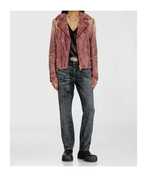 DIESEL® Crackled Leather Biker Jacket