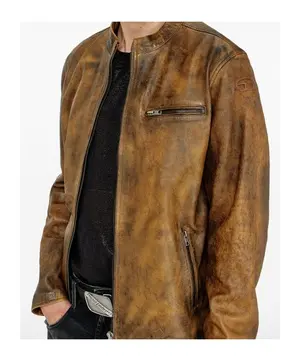DIESEL® Leather Biker Jacket - Light Brown