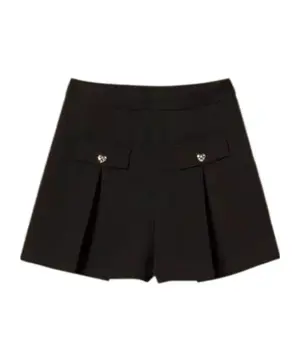 TWINSET Pleated Flared Shorts - Black