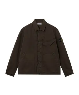 Stone Island Casual Shirt Jacket With Lapel Collar And Button Closure