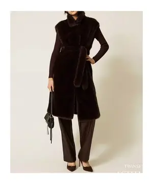 TWINSET Long Faux Fur Vest